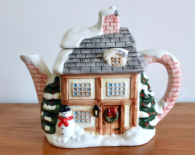 The Village Teapot Collectable Winter Cottage Teapot by Annie Rowe ...