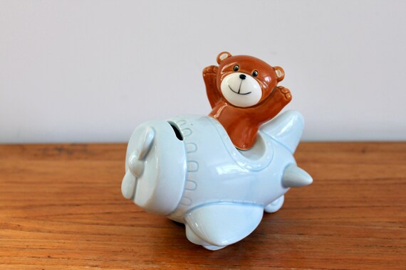Kitsch Bear in a Plane Money Box Money Bank Kitsch Money - Etsy