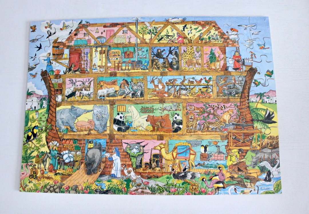 Handmade Noahs Ark Wooden Puzzle Big Jigs | Puzzle for Children, Wooden ...