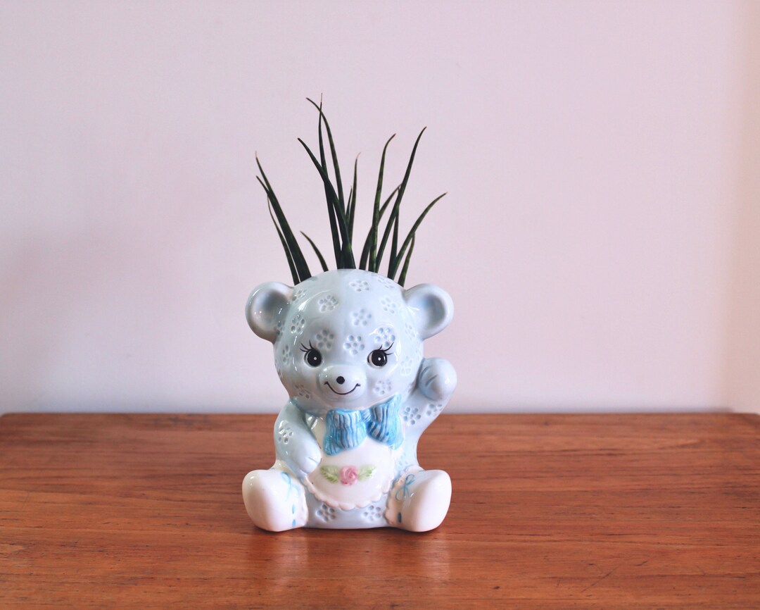Retro Kitsch Blue Bear Planter Plant Pot, Kitsch Plant Pot, House Plant ...