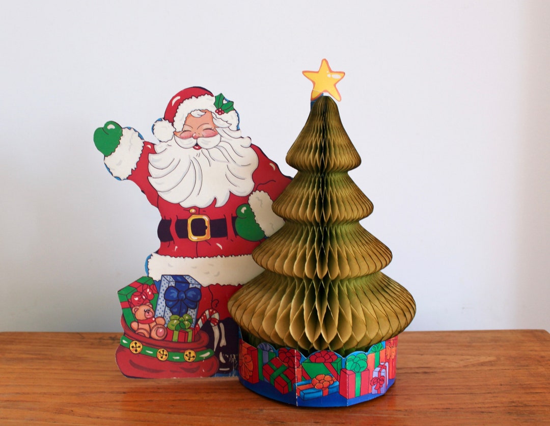 Kitsch Fold Out Santa Claus With Honeycomb Christmas Tree Decoration ...