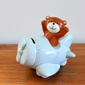 Kitsch Bear in a Plane Money Box Money Bank, Kitsch Money Box, Ceramic ...