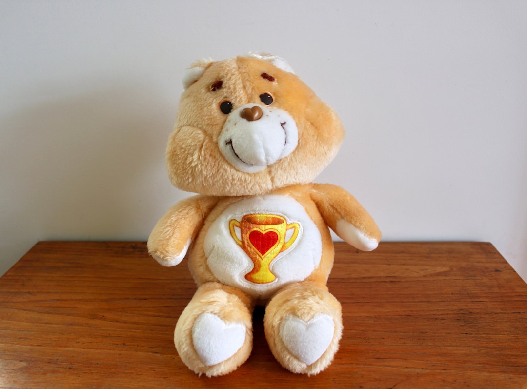 Retro Champ Care Bear 1985 Trophy Care Bear, Champ Bear Plush, Kenner Bears, 80s Plush Care Bear ...