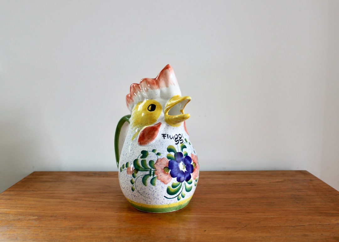 Hand Painted Ceramic Rooster Jug, Made in Italy | Fiuggi Italy, Chicken ...