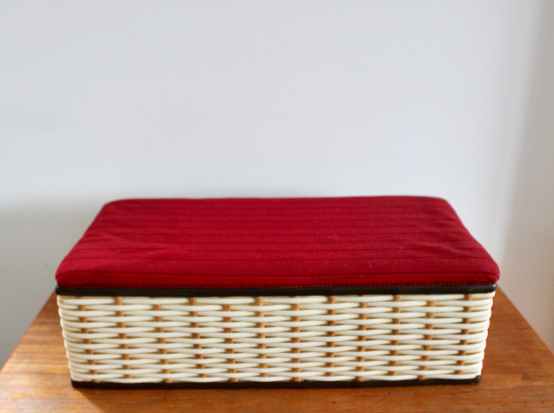 Vintage Woven Red Sewing Box Mid Century 1960s Retro Sewing - Etsy