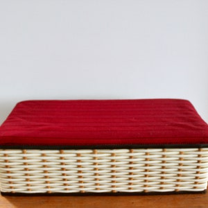 Vintage Woven Red Sewing Box Mid Century 1960s, Retro Sewing Basket ...