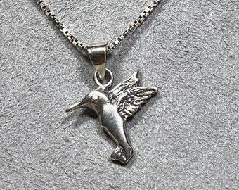 Sterling Silver Pretty Flower Hummingbird Pendant Garden Solid - Etsy