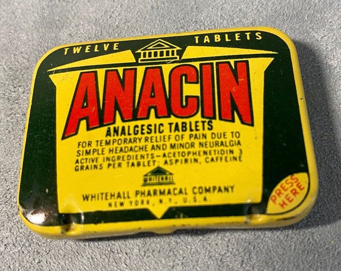 Vintage Anacin Twelve Tablet Pill Tin - Etsy