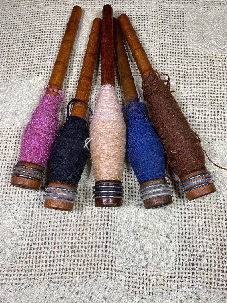5 Vintage Oak Wood Thread Spool Bobbin - Etsy