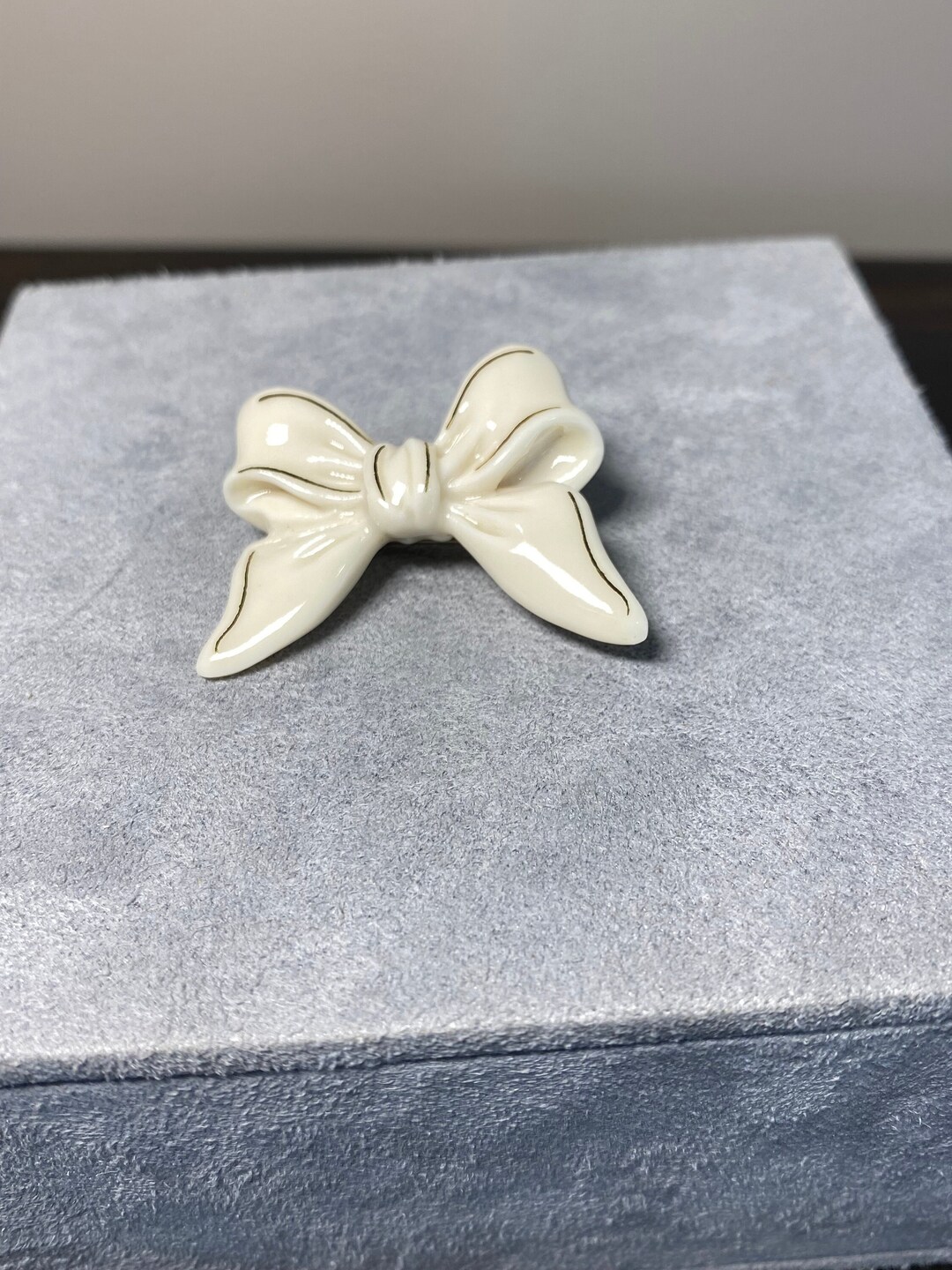 Vintage Signed Lenox Porcelain White With Gold Accent Bow Brooch - Etsy