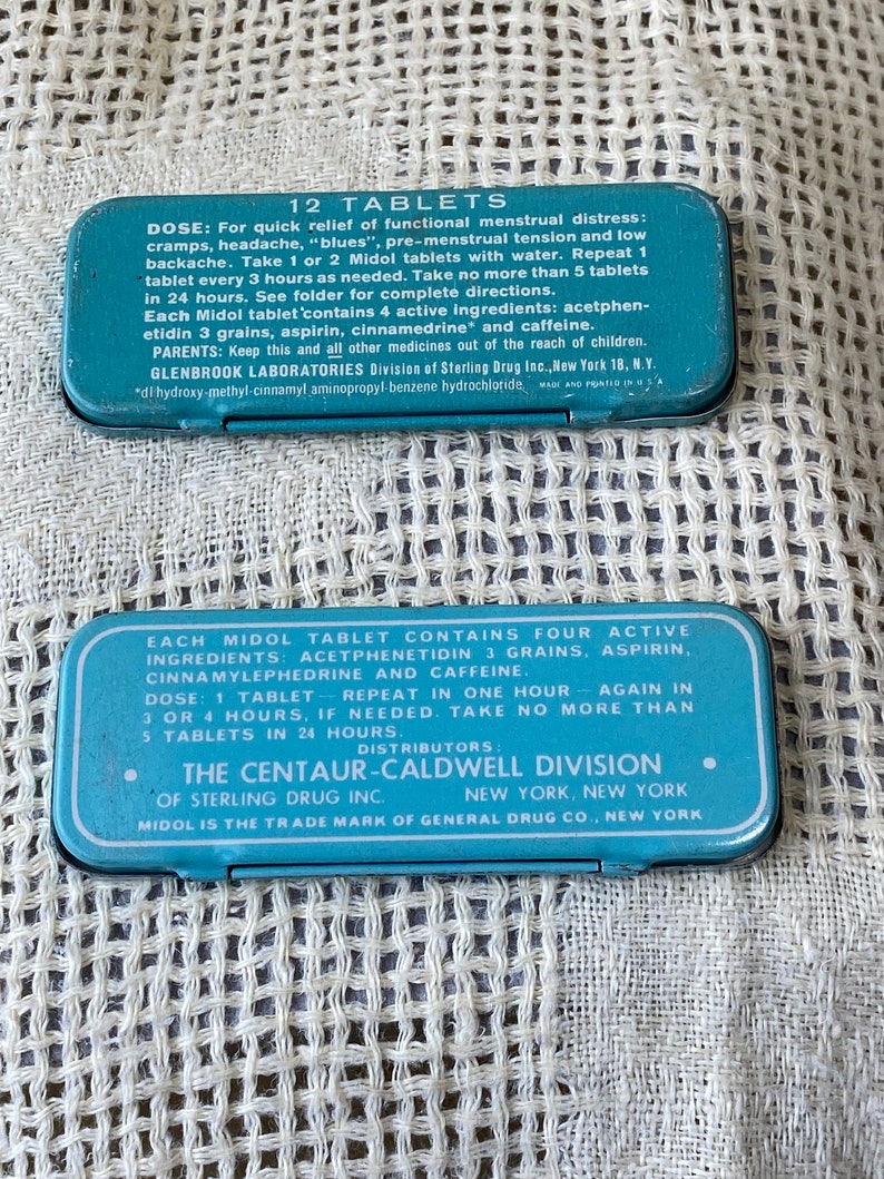Vintage Midol Tablet Tins (2) - Etsy