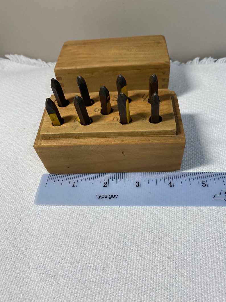 Vintage Steel Number Stamp Punches Set in Wood Case - Etsy
