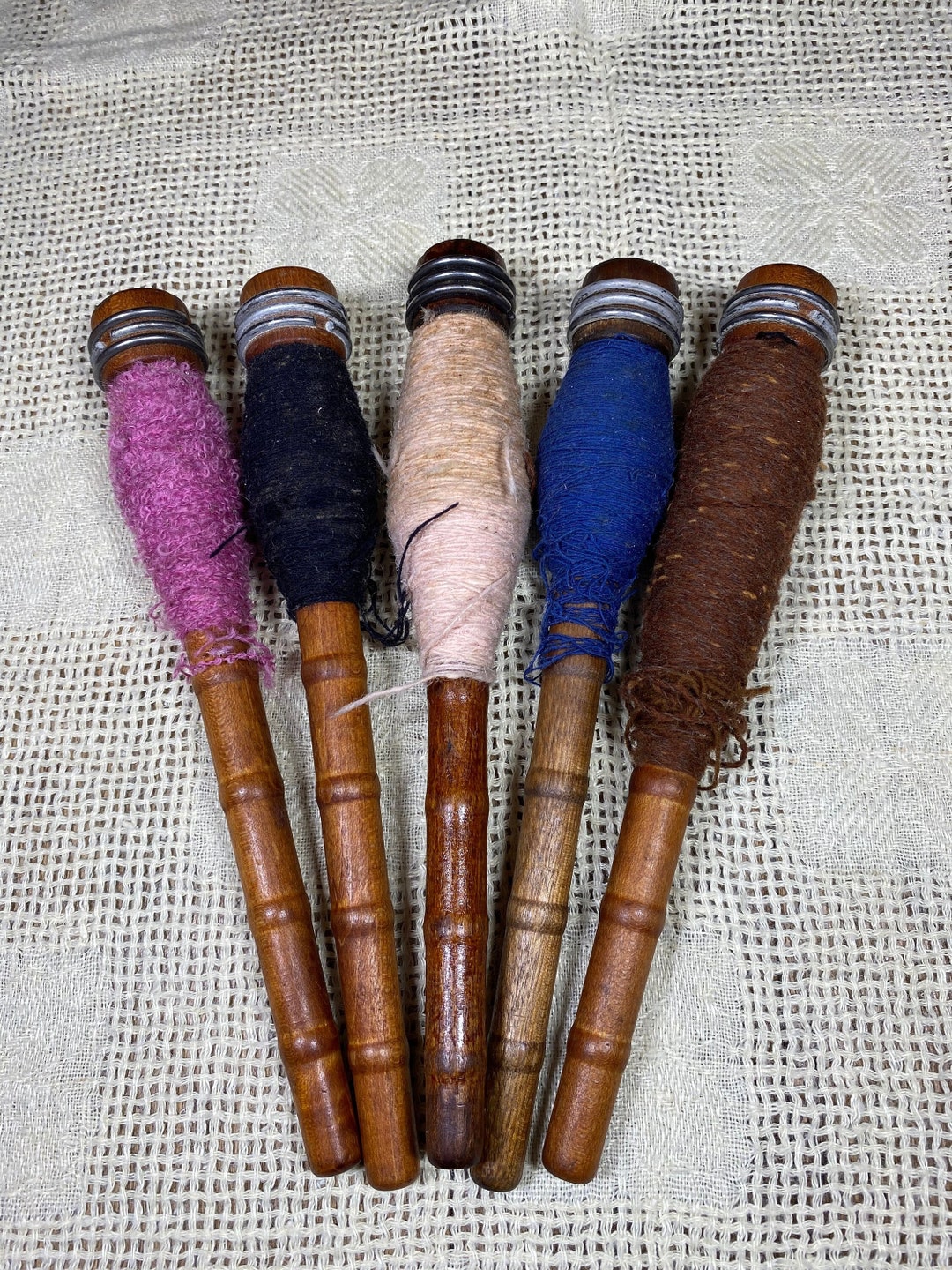 5 Vintage Oak Wood Thread Spool Bobbin - Etsy