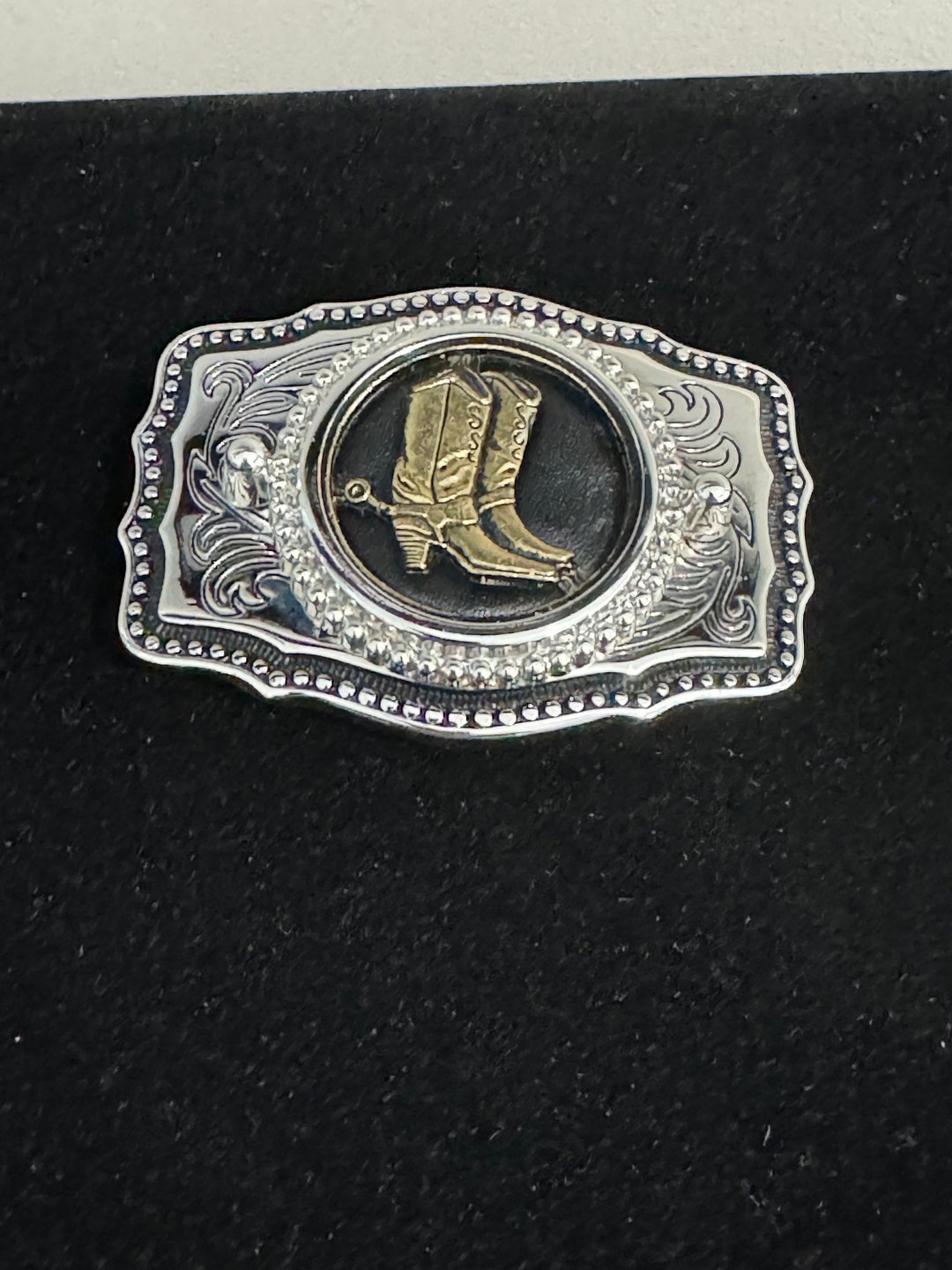 Vintage Belt Buckle With Western Style Boots With Spurs in Center - Etsy