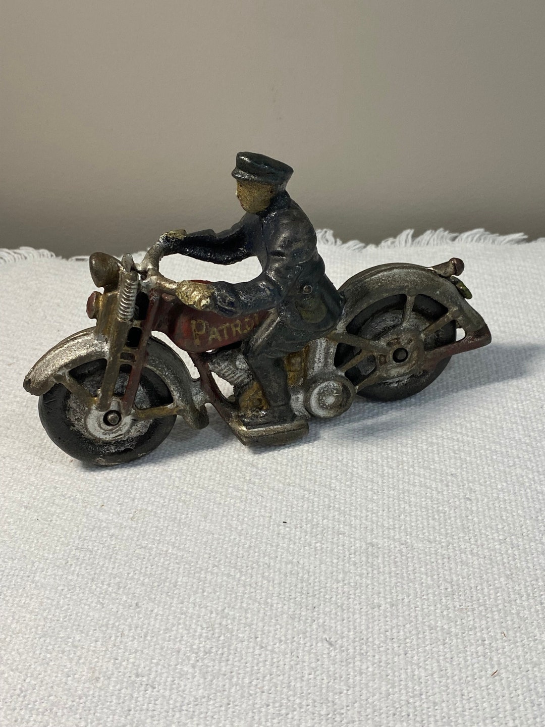 Vintage Cast Iron Police Motorcycle With Rider - Etsy