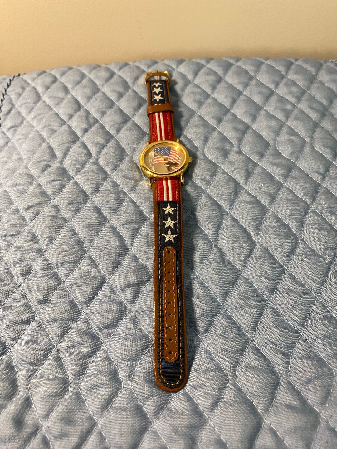 Quartz Flag Watch With Stars and Stripes Band - Etsy