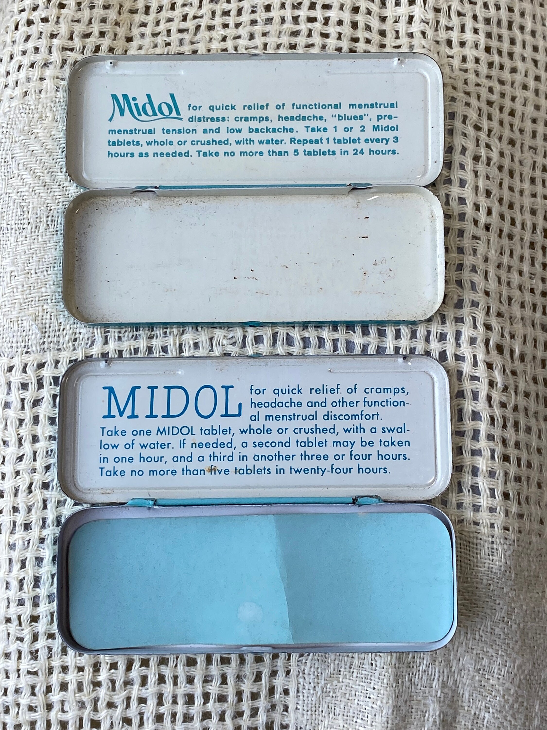 Vintage Midol Tablet Tins (2) - Etsy