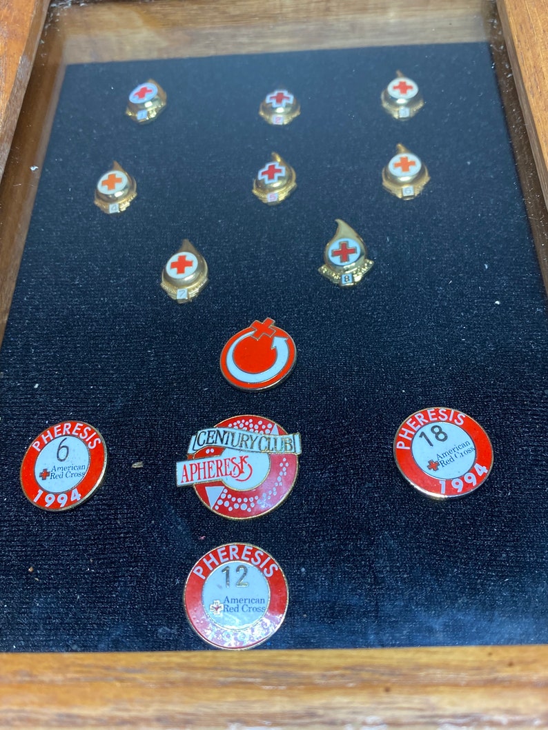 Red Cross Blood Donor Pins in Shadow Box - Etsy