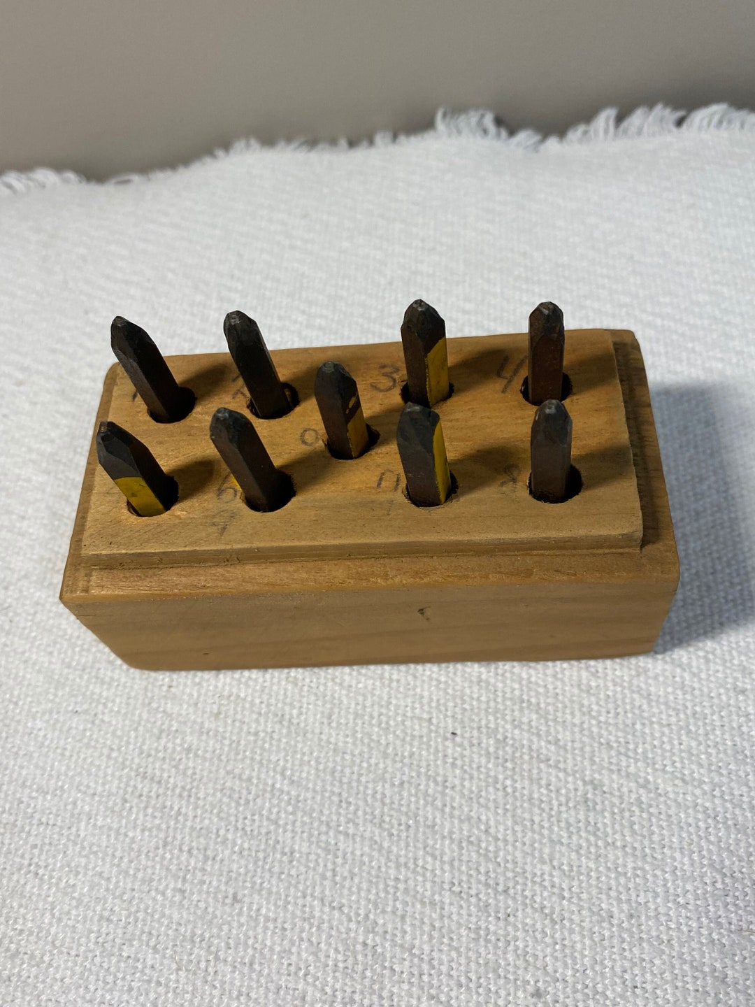 Vintage Steel Number Stamp Punches Set in Wood Case - Etsy