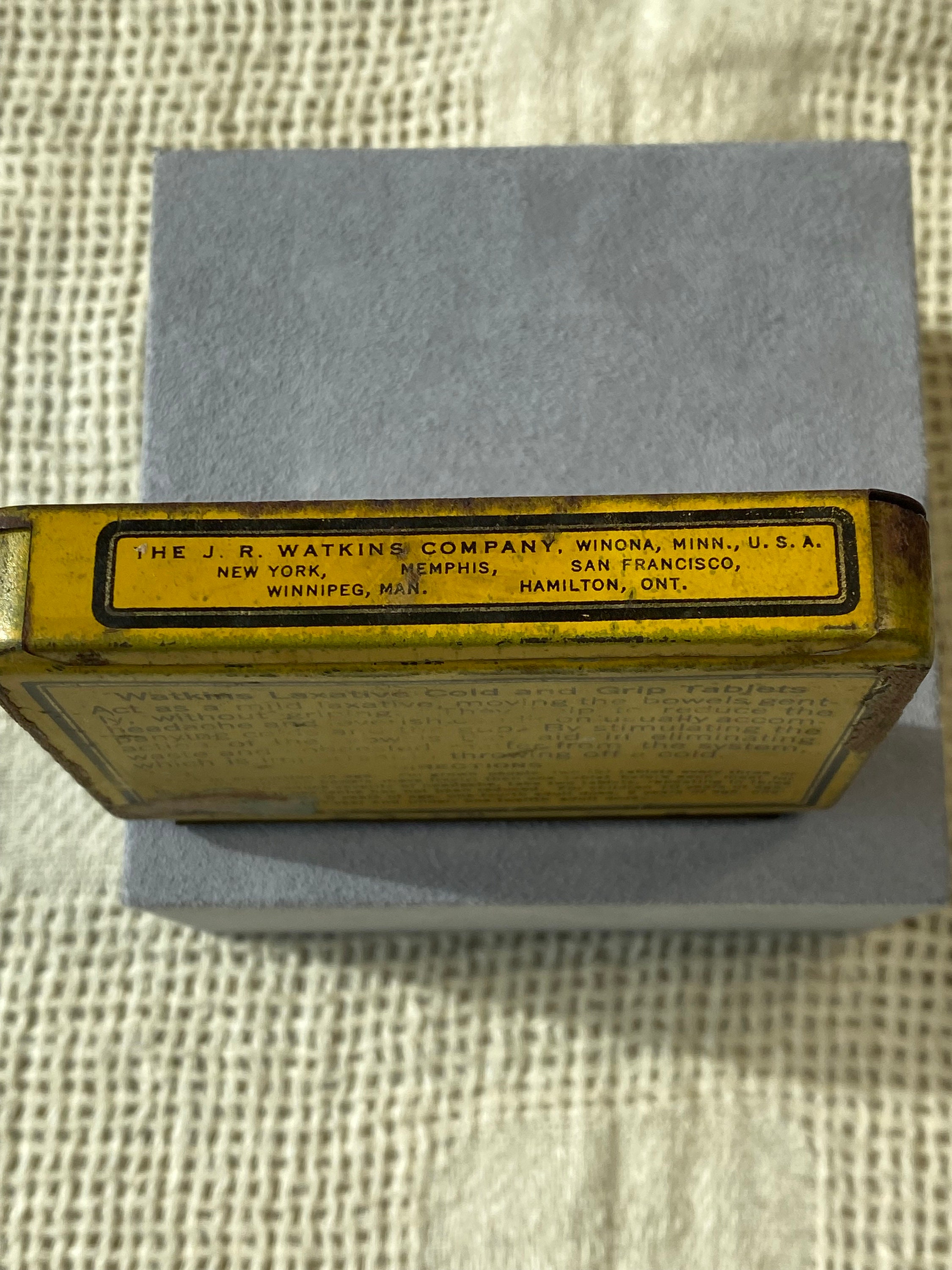 Vintage Watkins Laxative Cold Grip Tablets Tin - Etsy