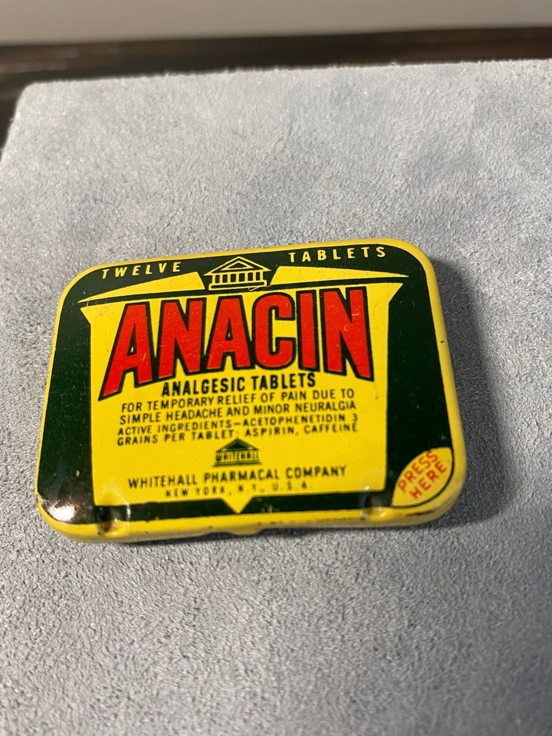 Vintage Anacin Twelve Tablet Pill Tin - Etsy