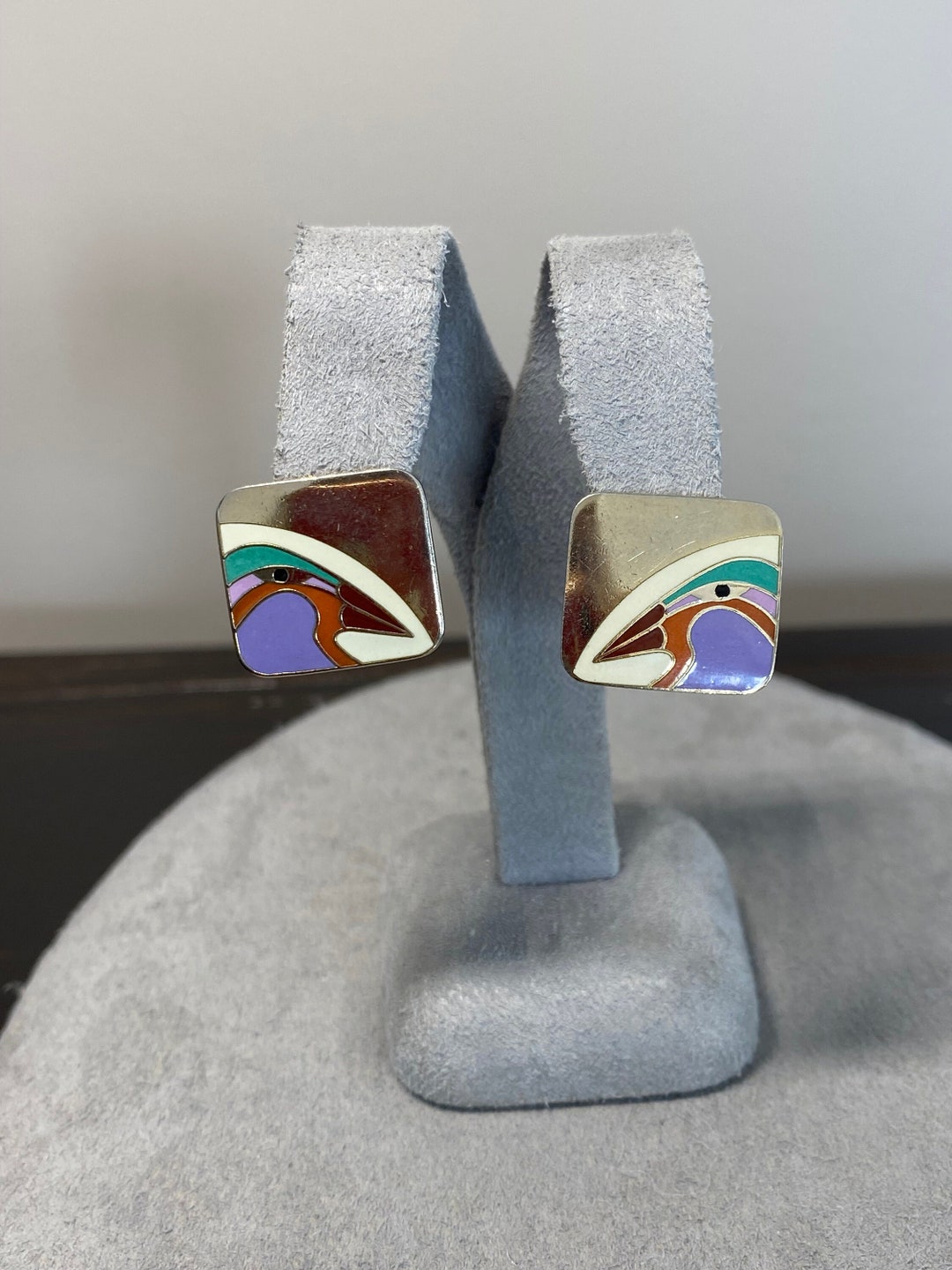 Vintage Laurel Burch Bird Pierced Earrings - Etsy