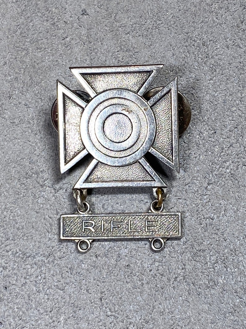 Military Sterling Silver "marksman" Badge With "rifle Bar - Etsy