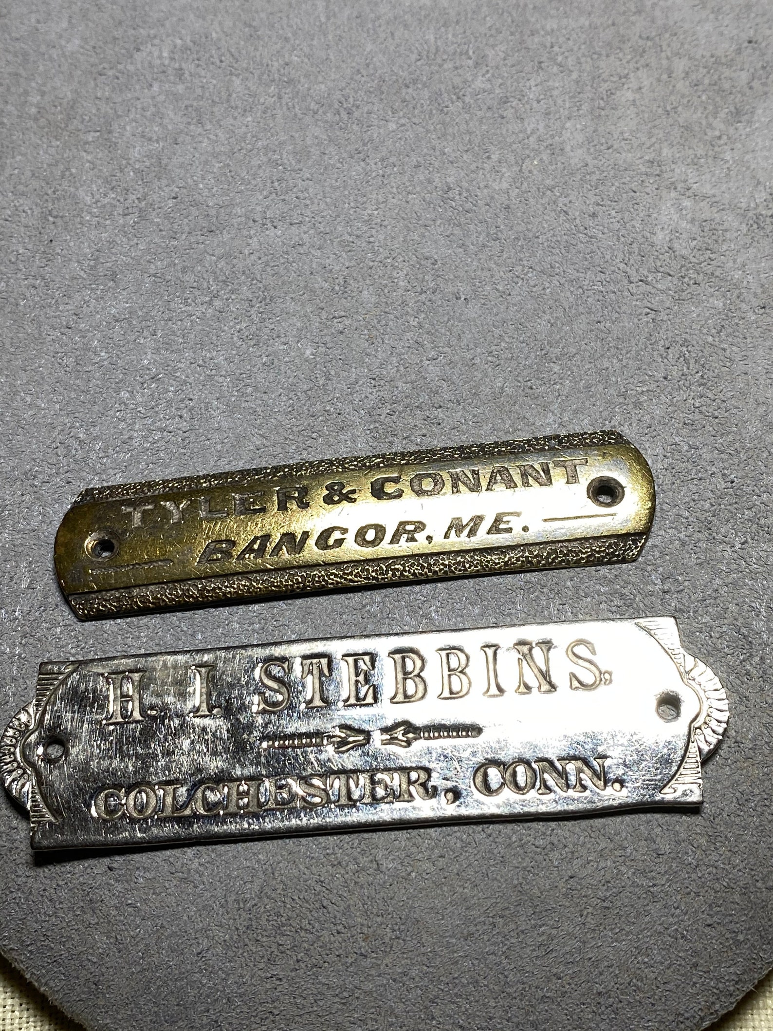 2 Vintage Carriage/buggy/wagon Nameplates - Tyler&conant/h.l. Stebbins ...