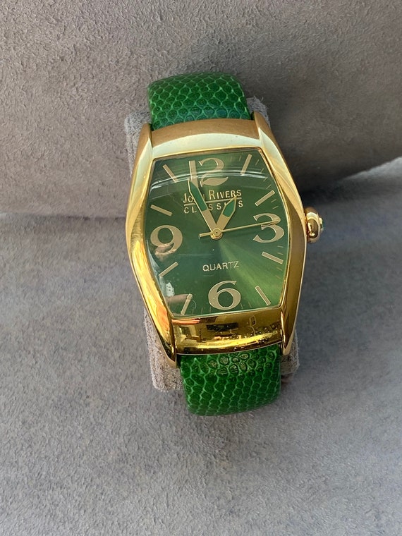 Signed Joan Rivers Women's Watch With Green Leather Cuff - Etsy