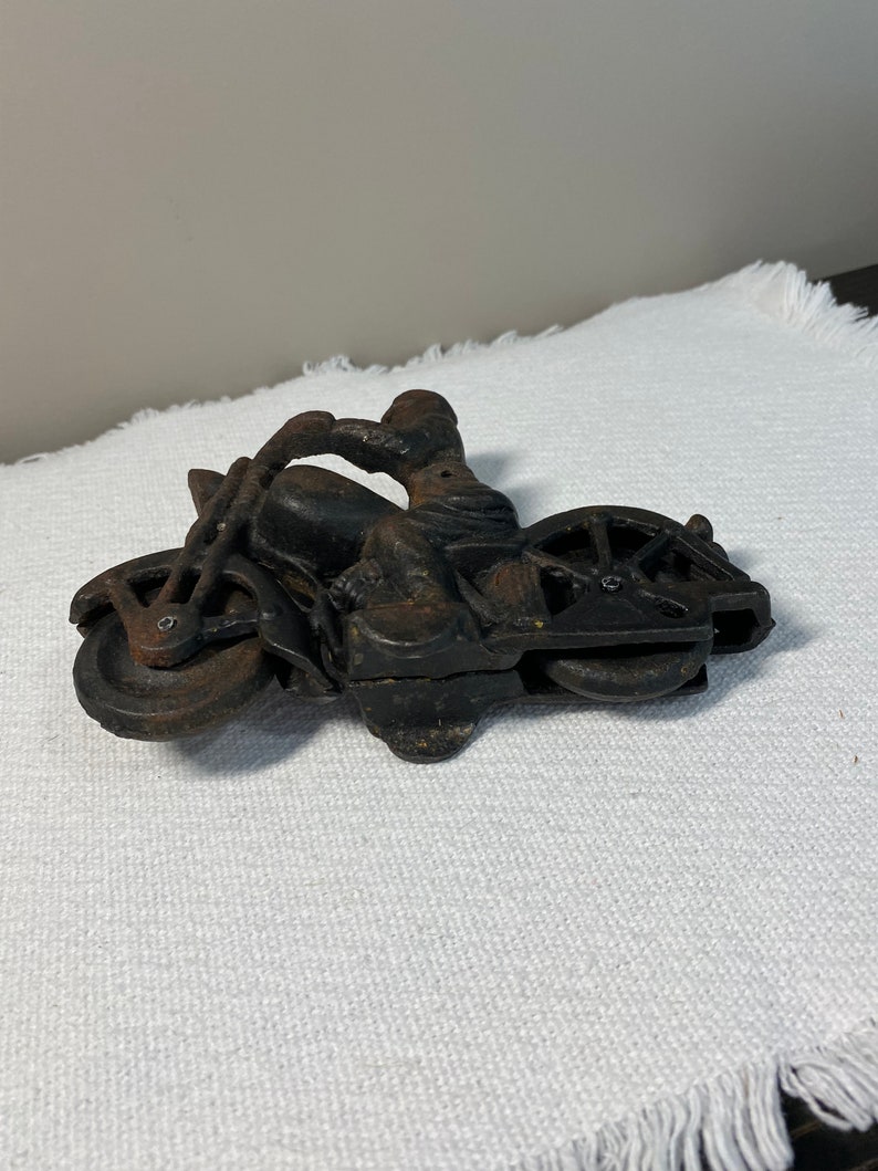 Vintage Cast Iron Motorcycle With Rider - Etsy