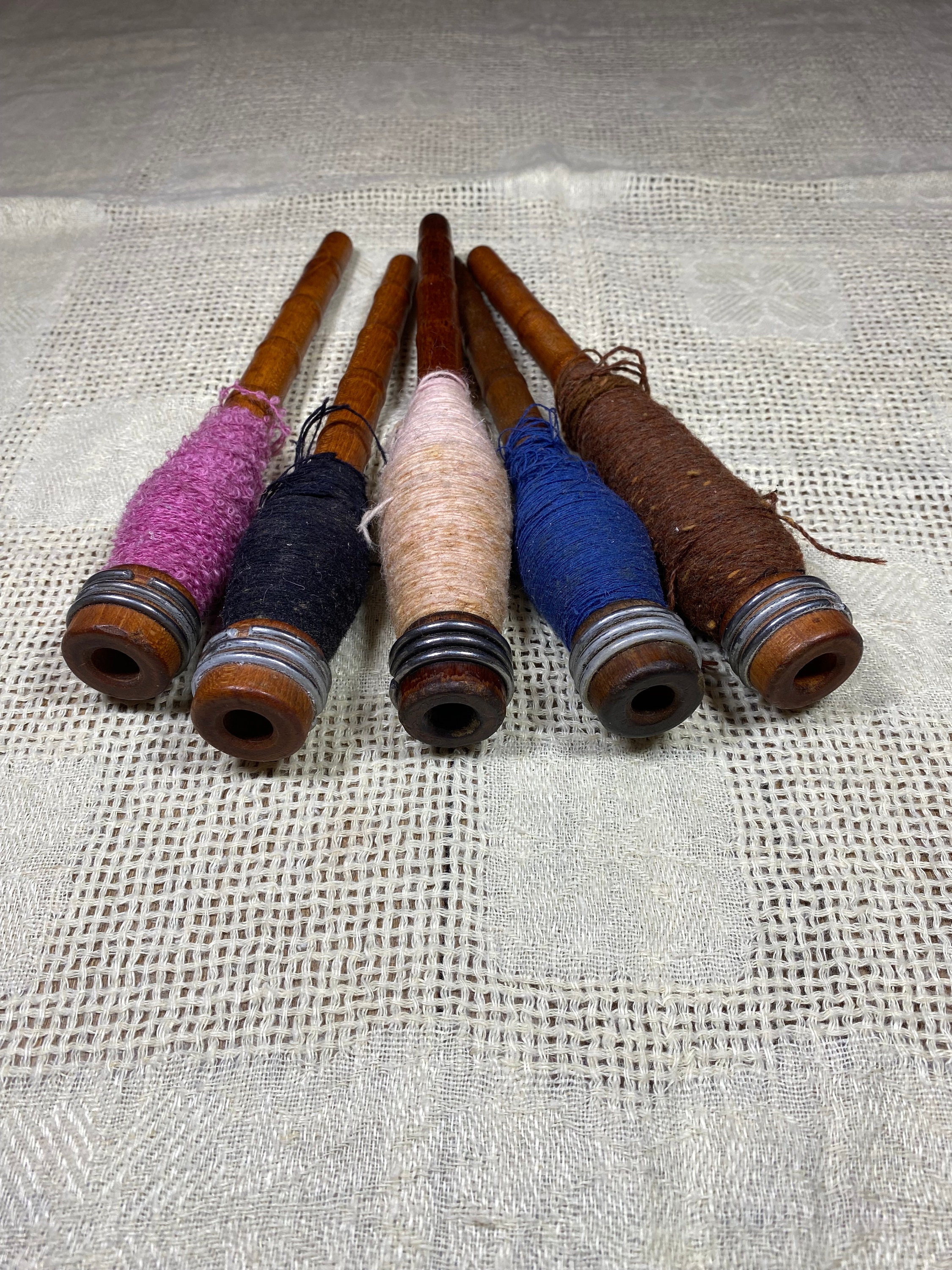 5 Vintage Oak Wood Thread Spool Bobbin - Etsy