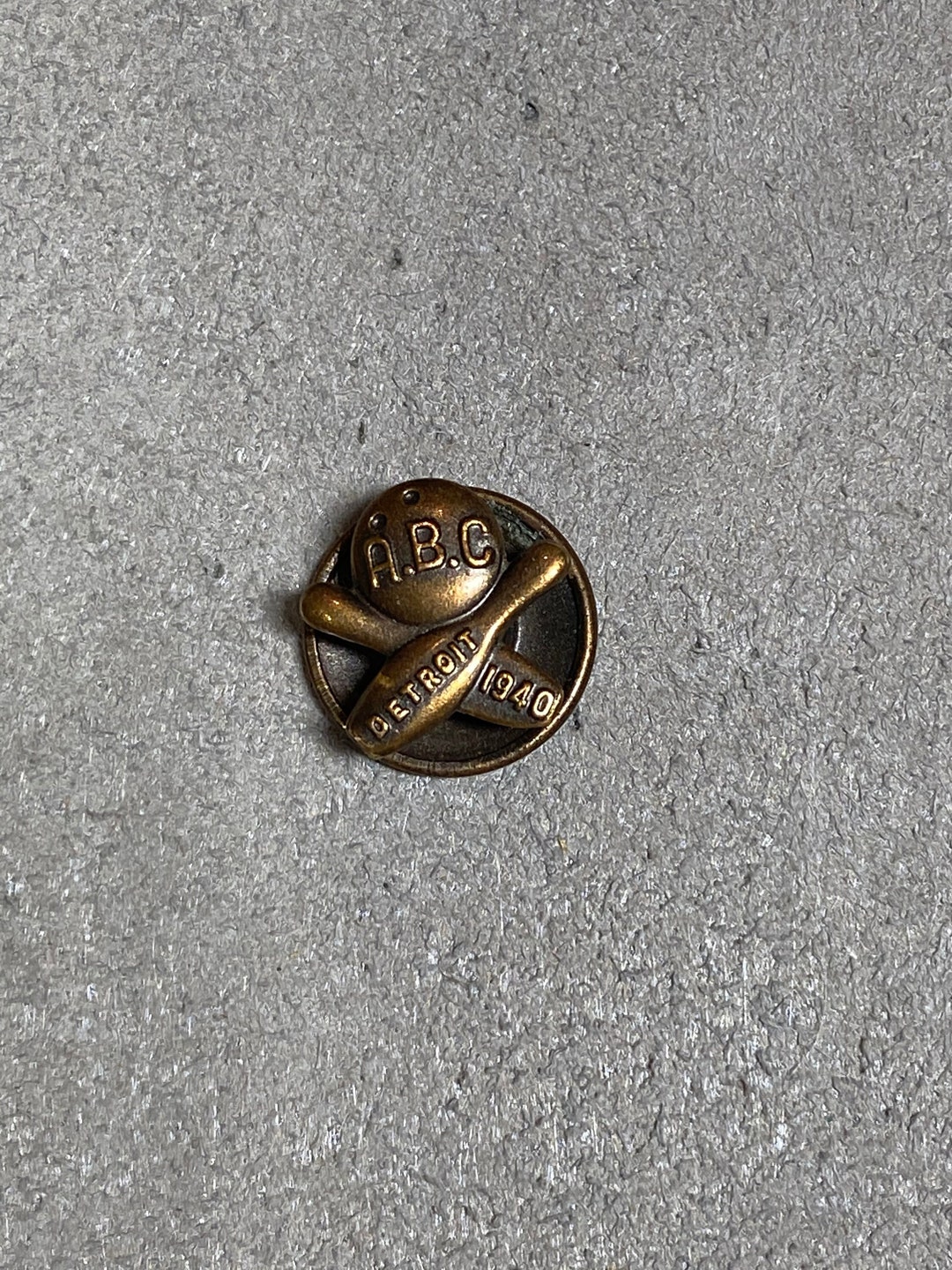 1940 WWII Era Ford Motor Co. ABC Detroit Bowling Ball and Pins Lapel ...