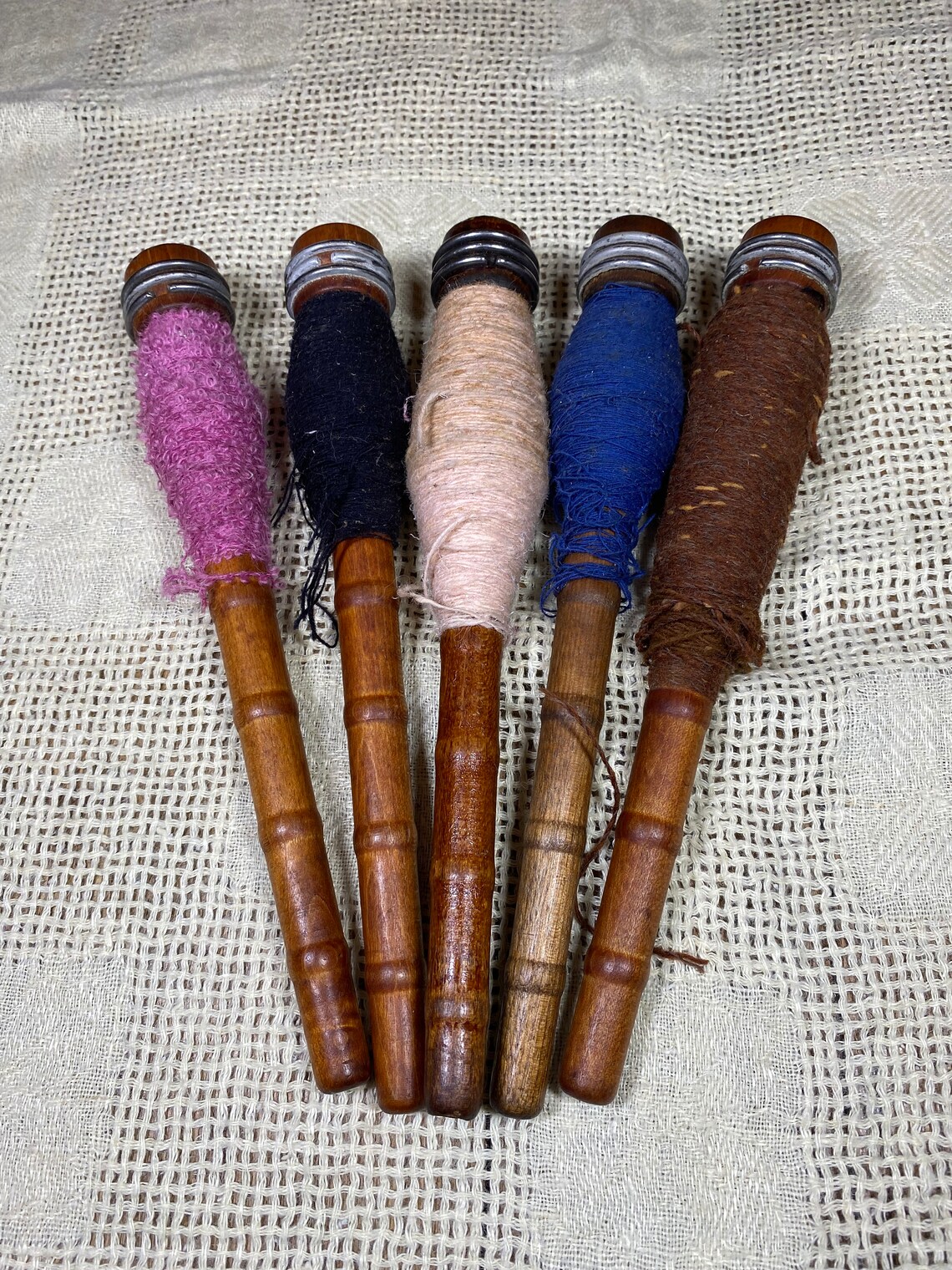 5 Vintage Oak Wood Thread Spool Bobbin - Etsy