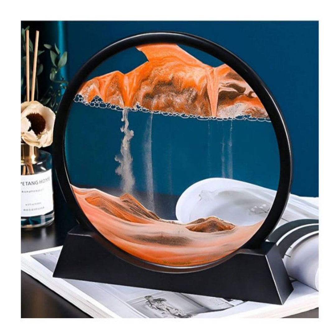 3D Moving Sand Art Round Glass Home Decoration Sandscape Tranquil ...