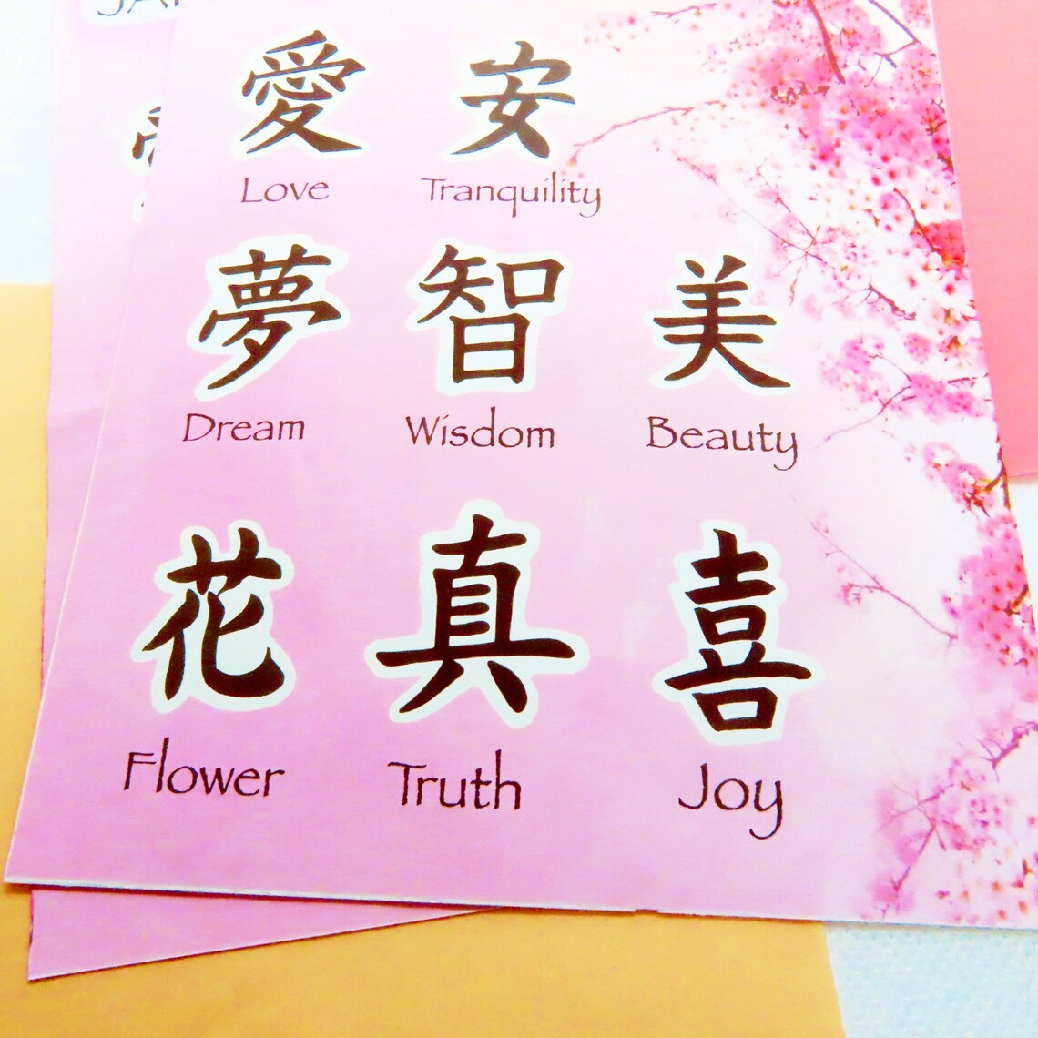 Japanese Kanji Sticker Sheet With Translations - Etsy