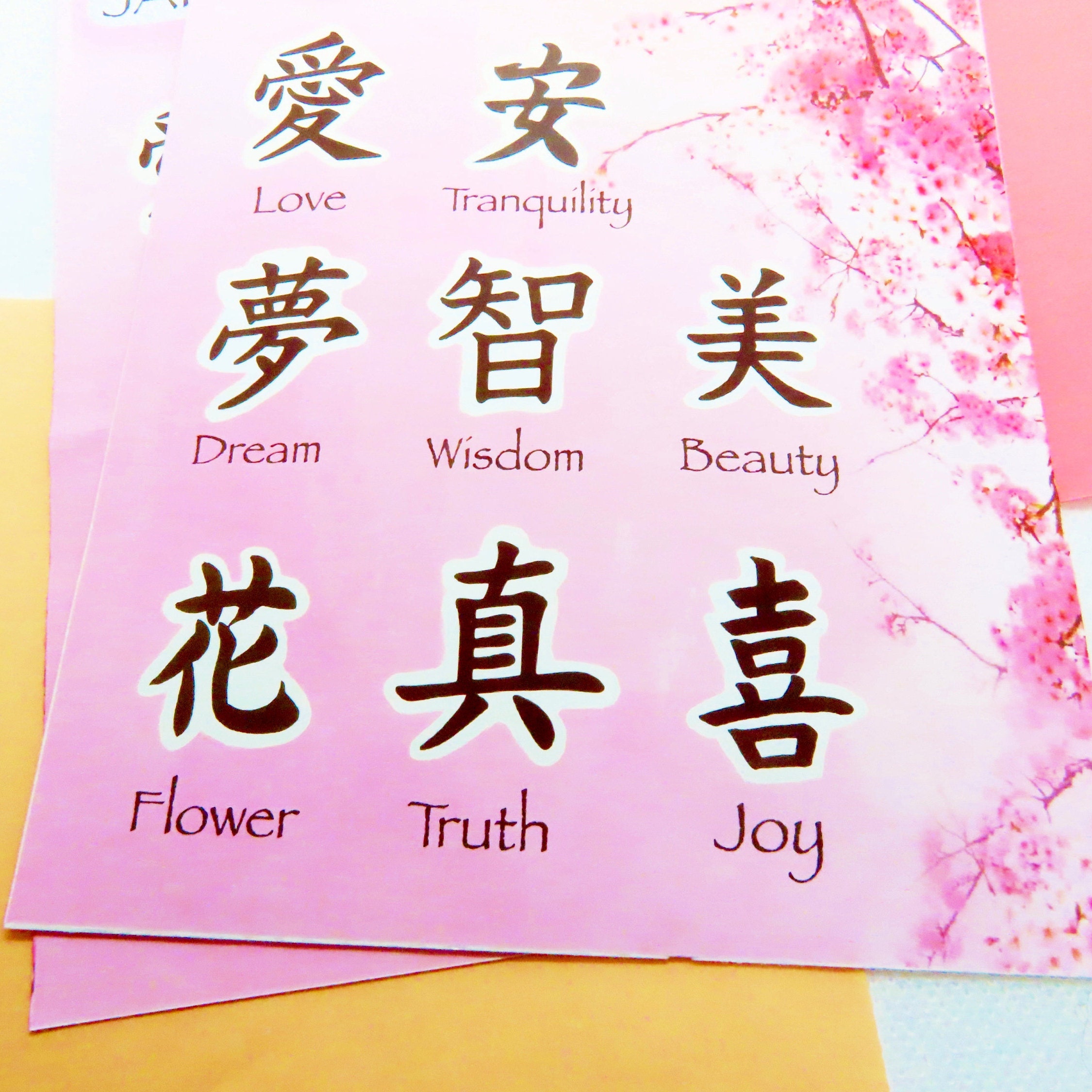 Japanese Kanji Sticker Sheet With Translations - Etsy