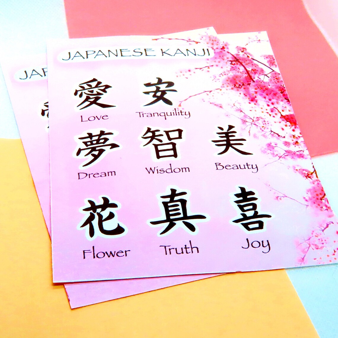Japanese Kanji Sticker Sheet With Translations - Etsy