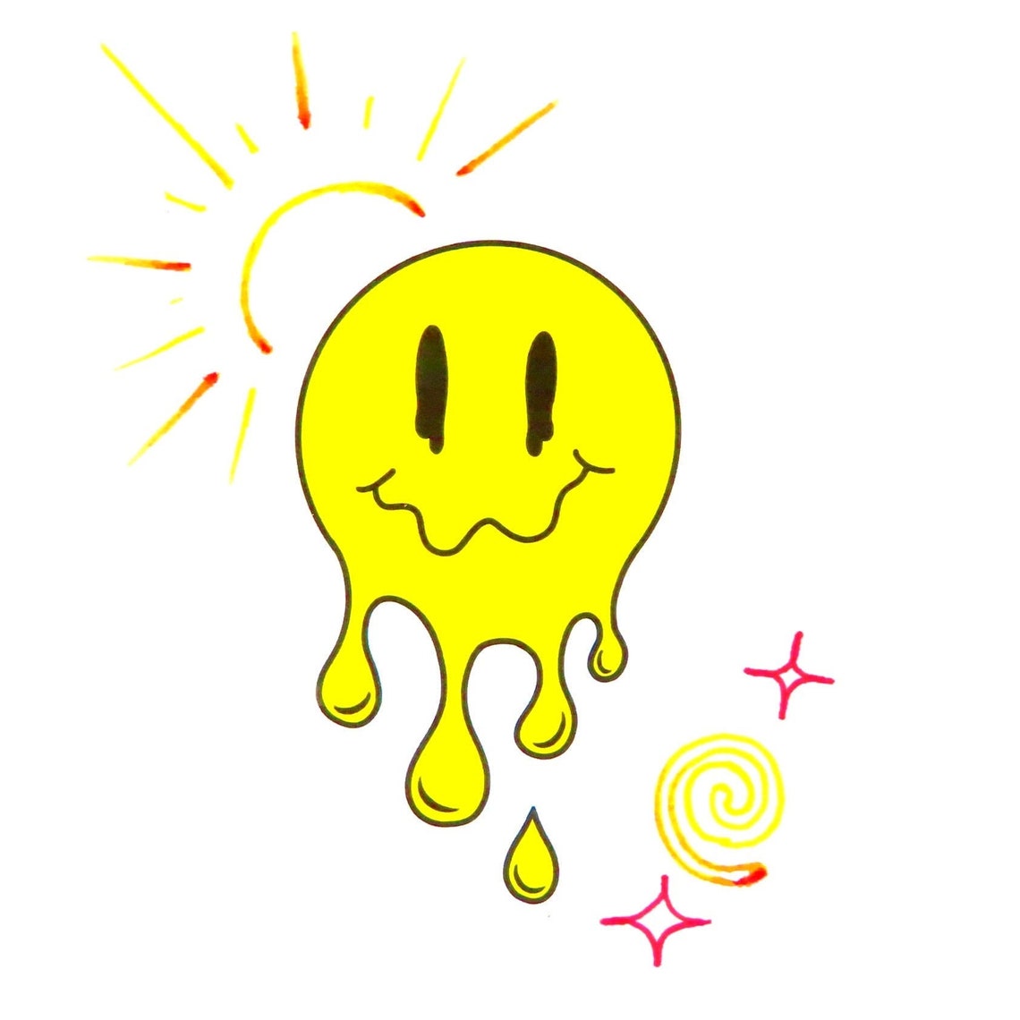 Melting Smiley Face Sticker - Etsy