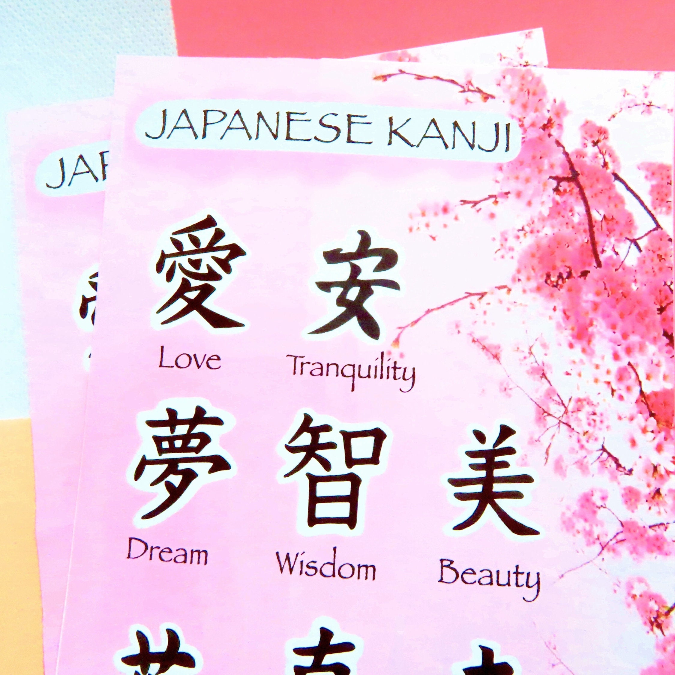 Japanese Kanji Sticker Sheet With Translations - Etsy