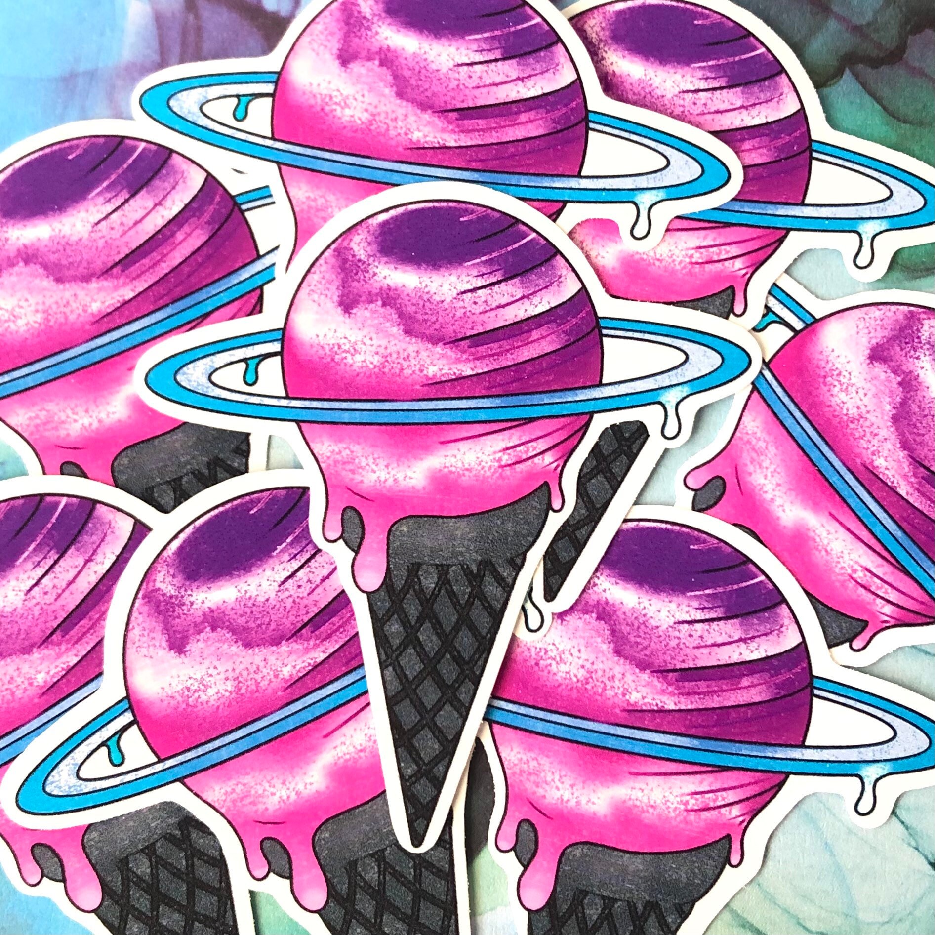 Saturn Melting Ice Cream Sticker - Etsy
