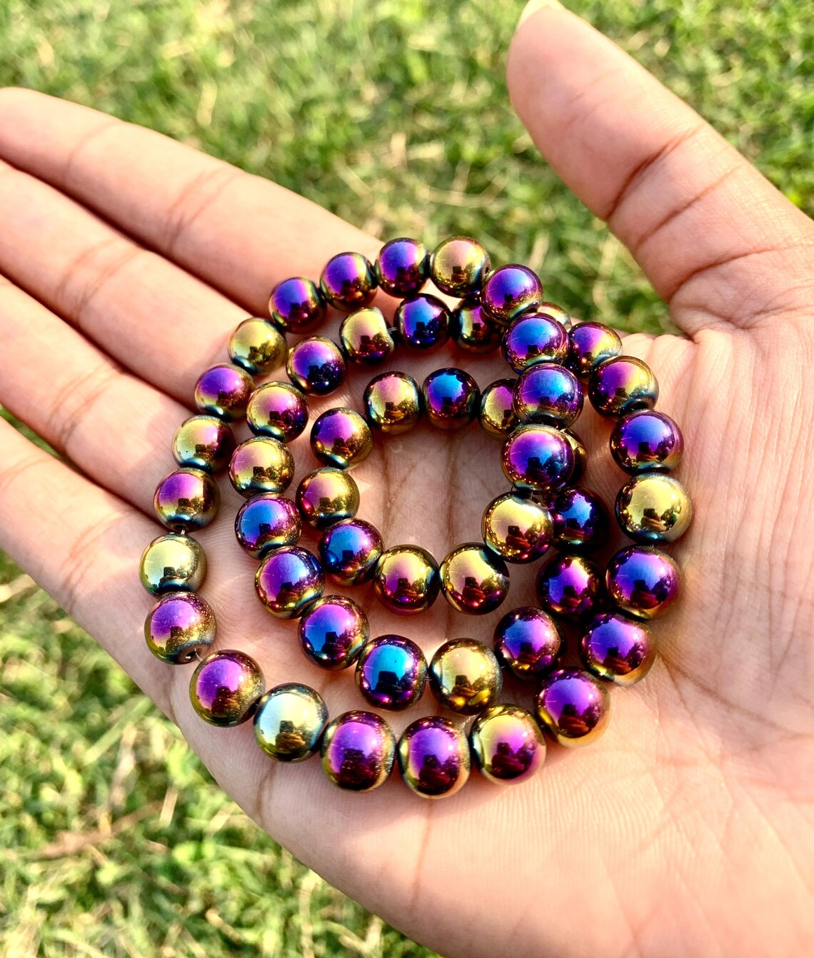 Multi-Color Hematite Beads Hematite Rainbow Plated Beads | Etsy