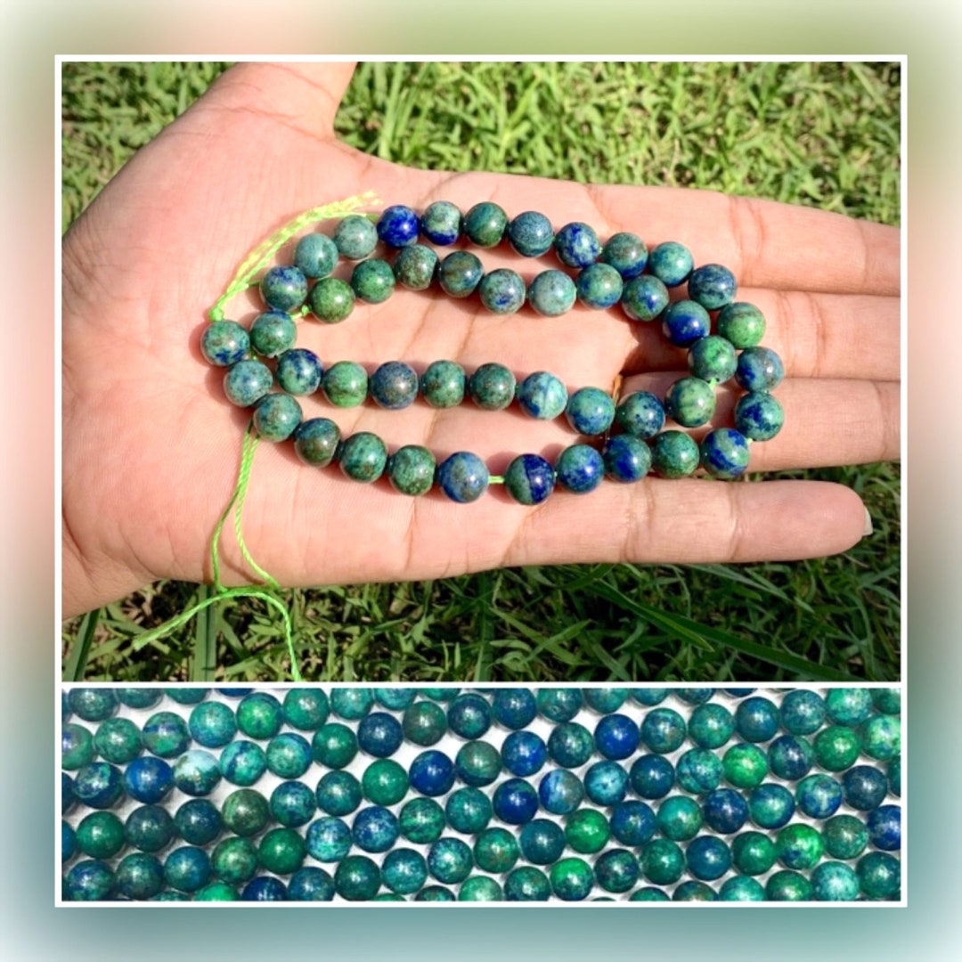Natural Azurite Beads Strand 8mm Plain Round Azurite Gemstone Beads Top ...