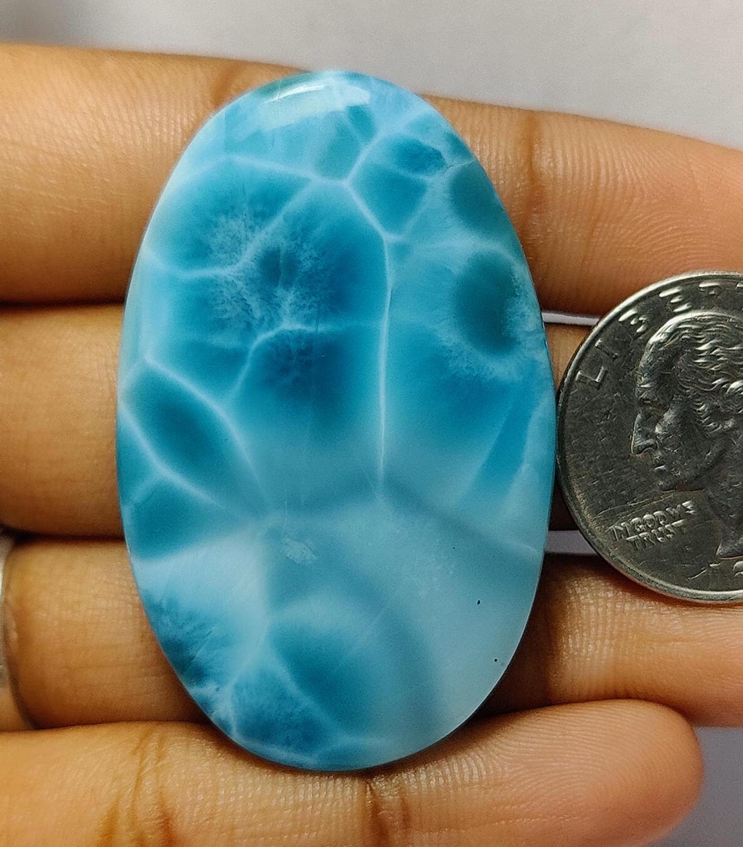 Naural Larimar Gemstone Top Quality Oval Shape Larimar Large Size Deep ...