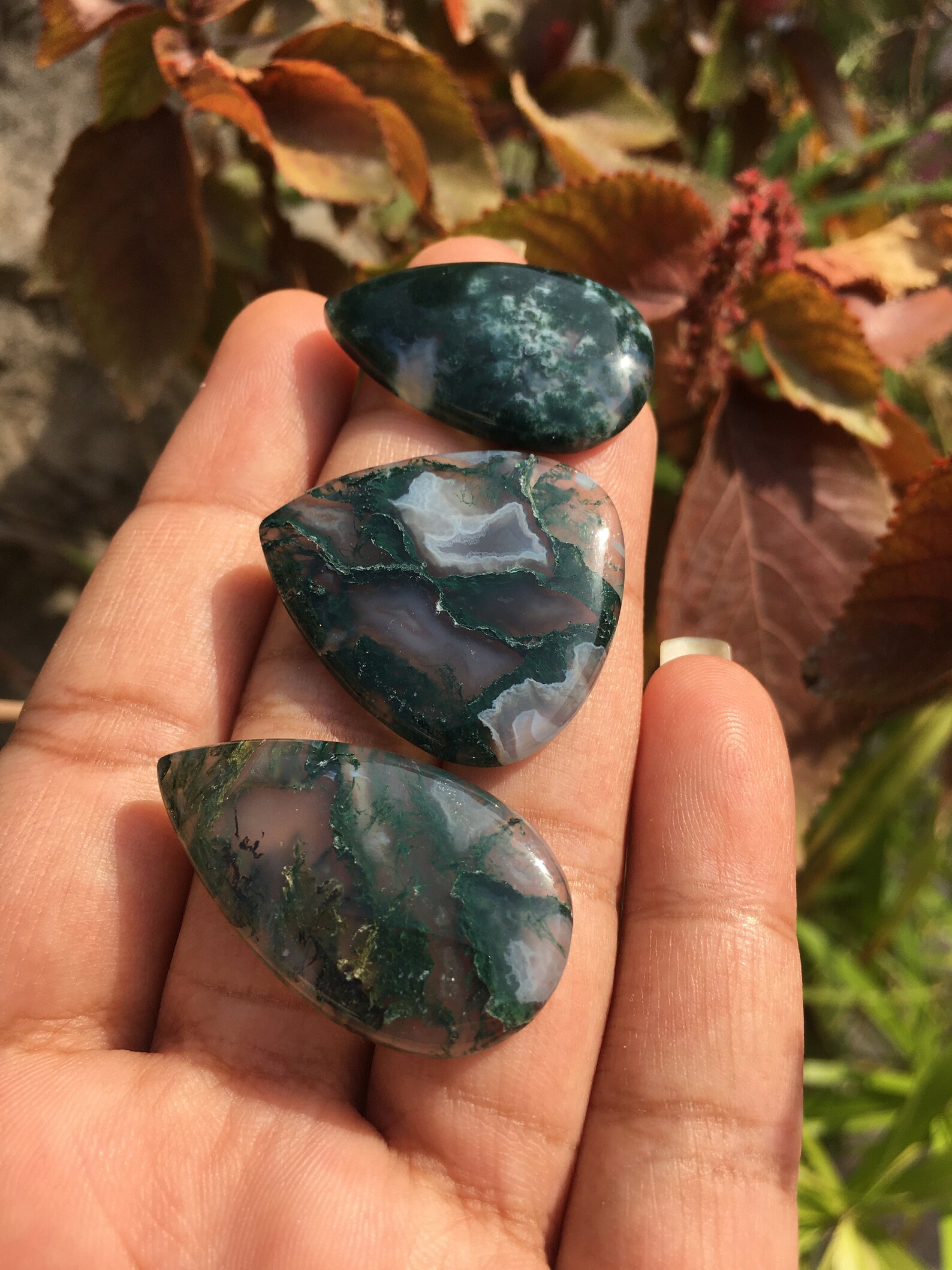 Natuurlijke Mos Agaat Edelsteen Moss Agaat Cabochon AAA | Etsy