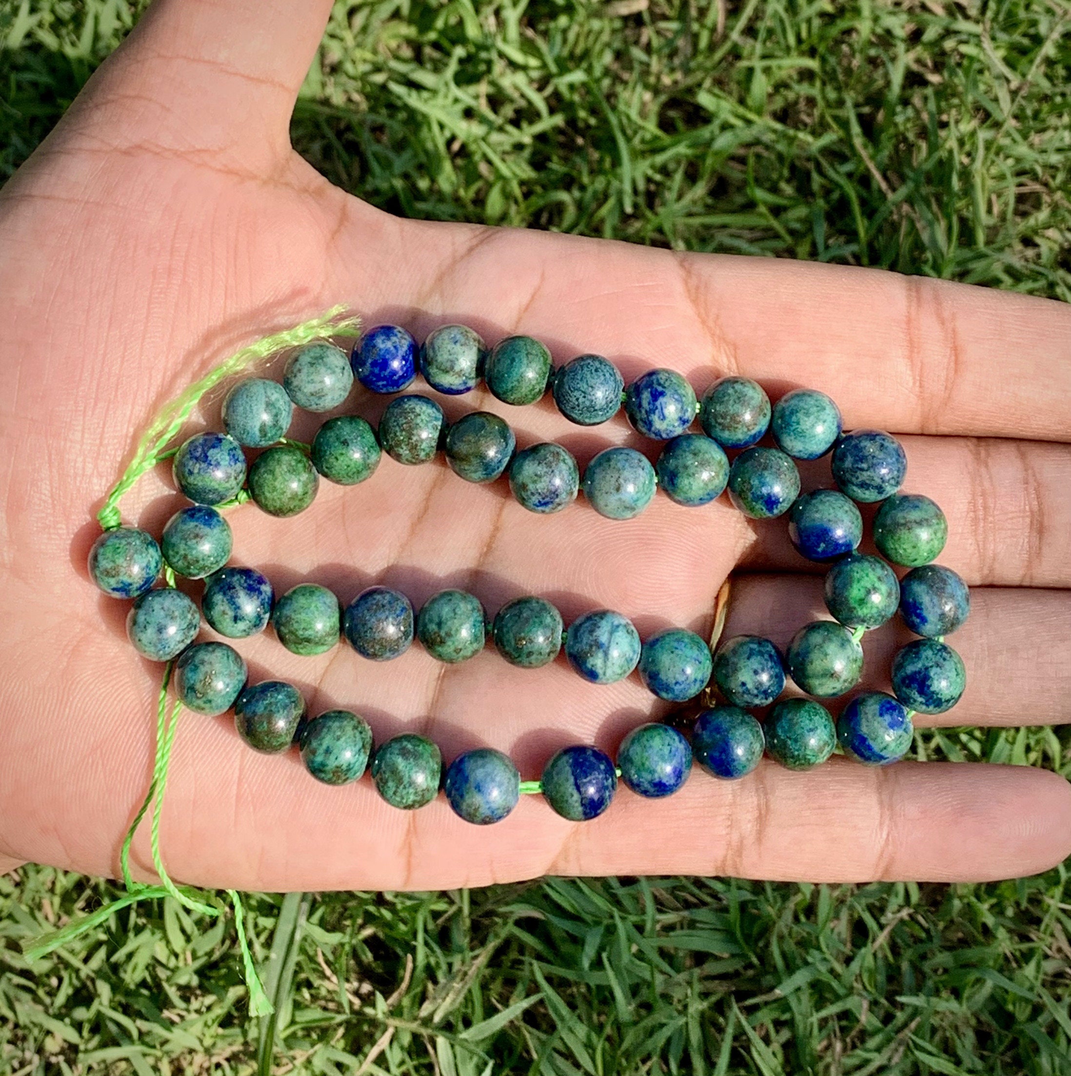 Natural Azurite Beads Strand 8mm Plain Round Azurite Gemstone Beads Top ...