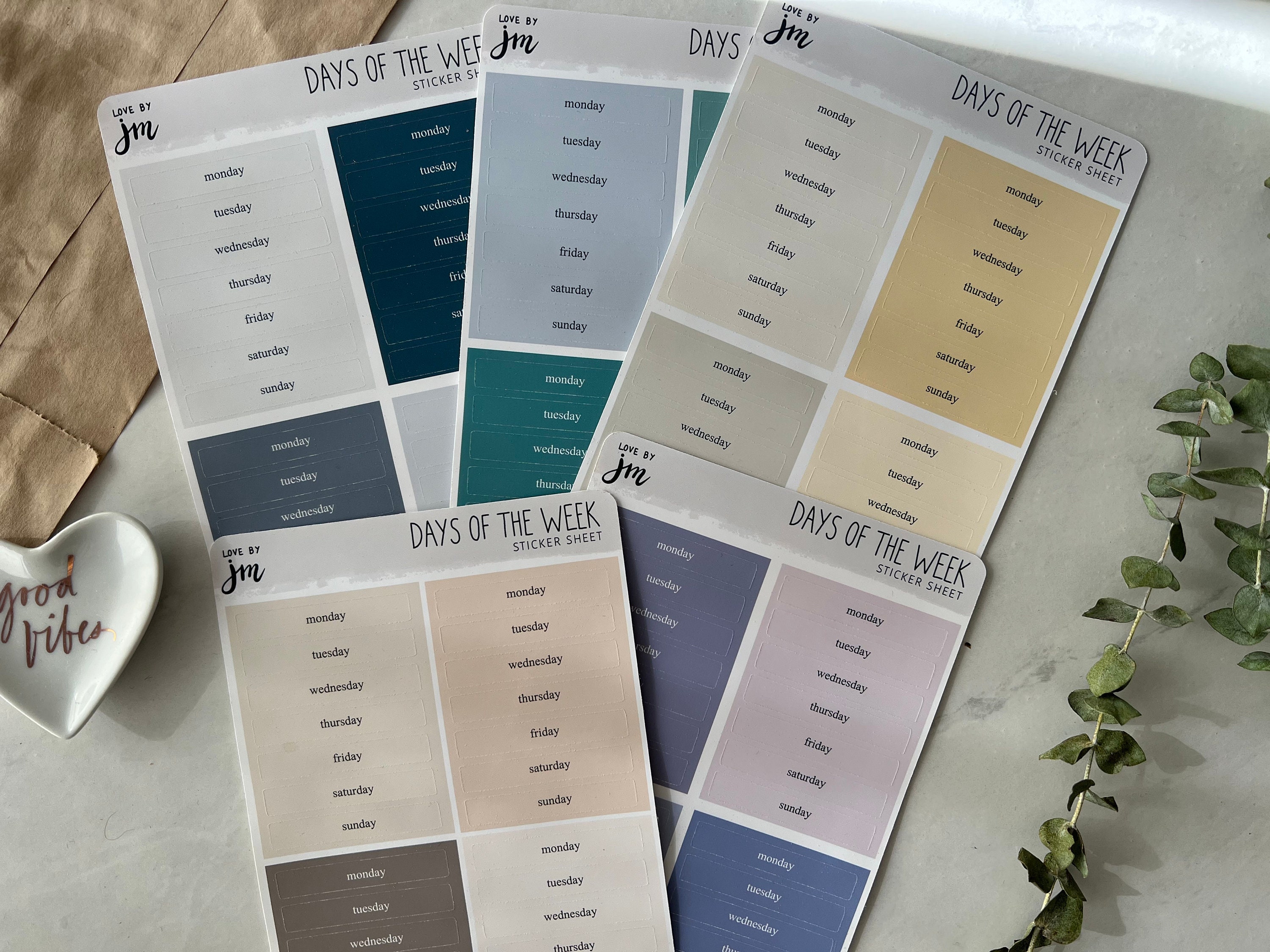 Days of the Week Stickers | Cute Weekly Label Planner Stickers, Bullet ...