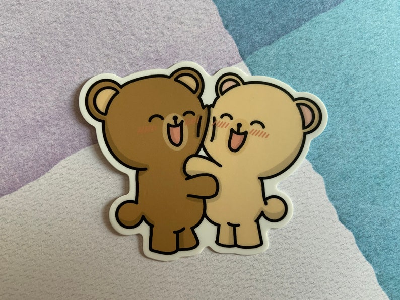 Cute Bear Hug Decal Sticker | Die Cut Kawaii Sticker - Etsy
