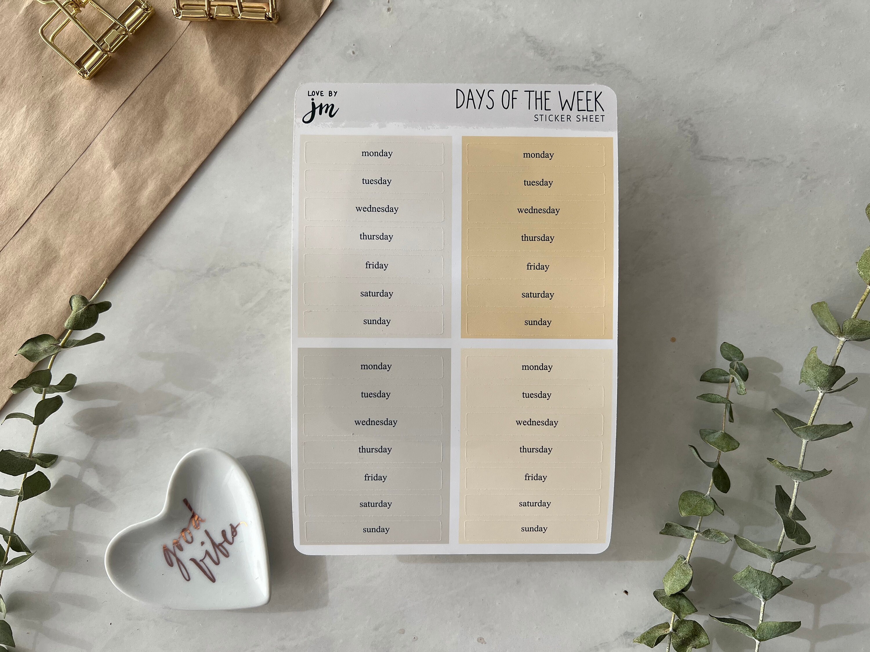Days of the Week Stickers | Cute Weekly Label Planner Stickers, Bullet ...