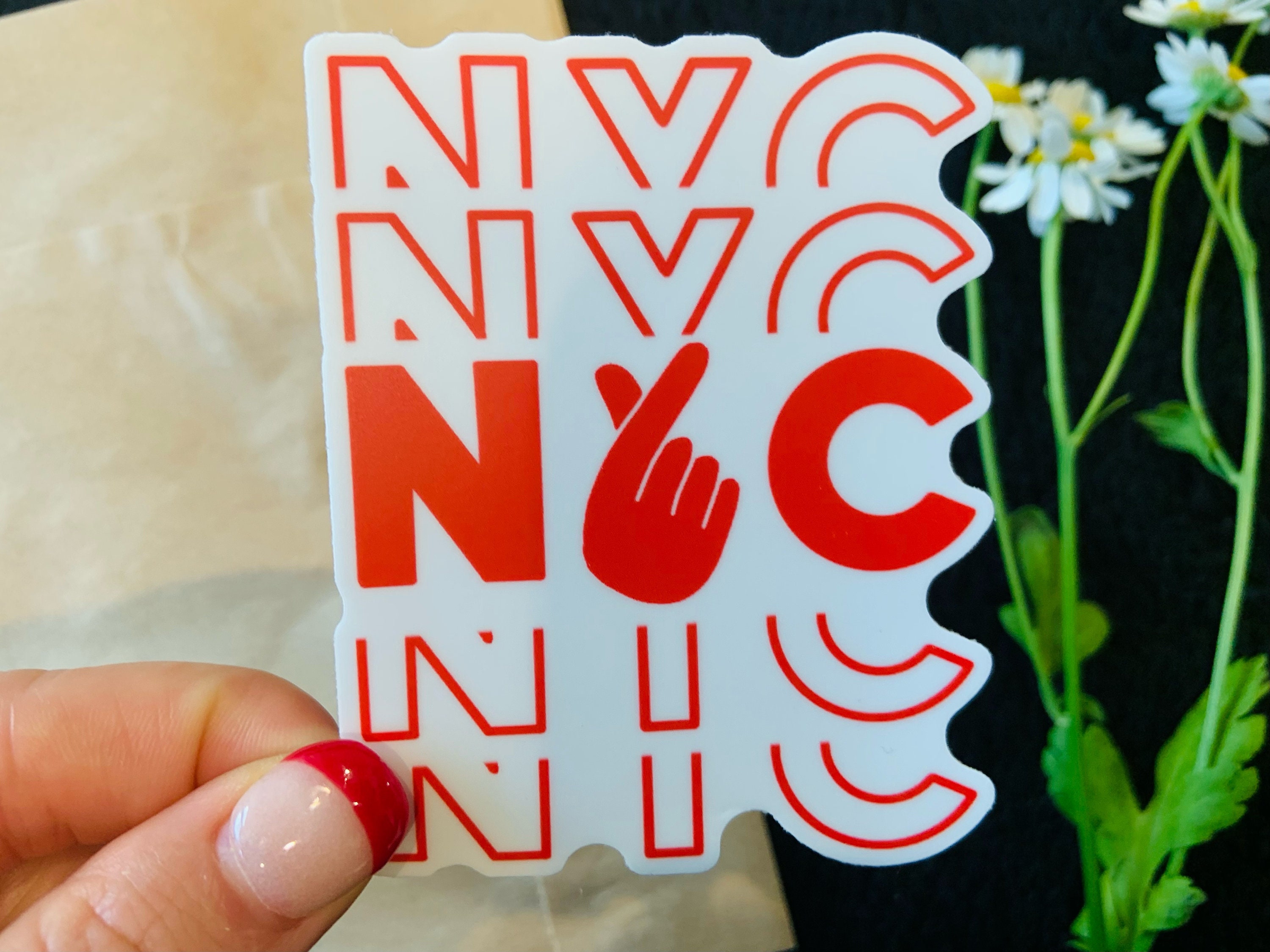 NYC Decal Sticker | Thank You Die Cut Sticker | Finger Heart | New York ...