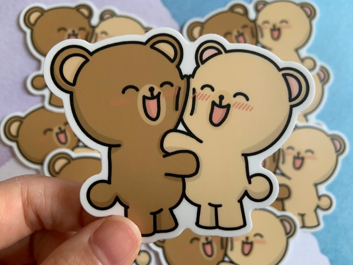 Cute Bear Hug Decal Sticker | Die Cut Kawaii Sticker - Etsy